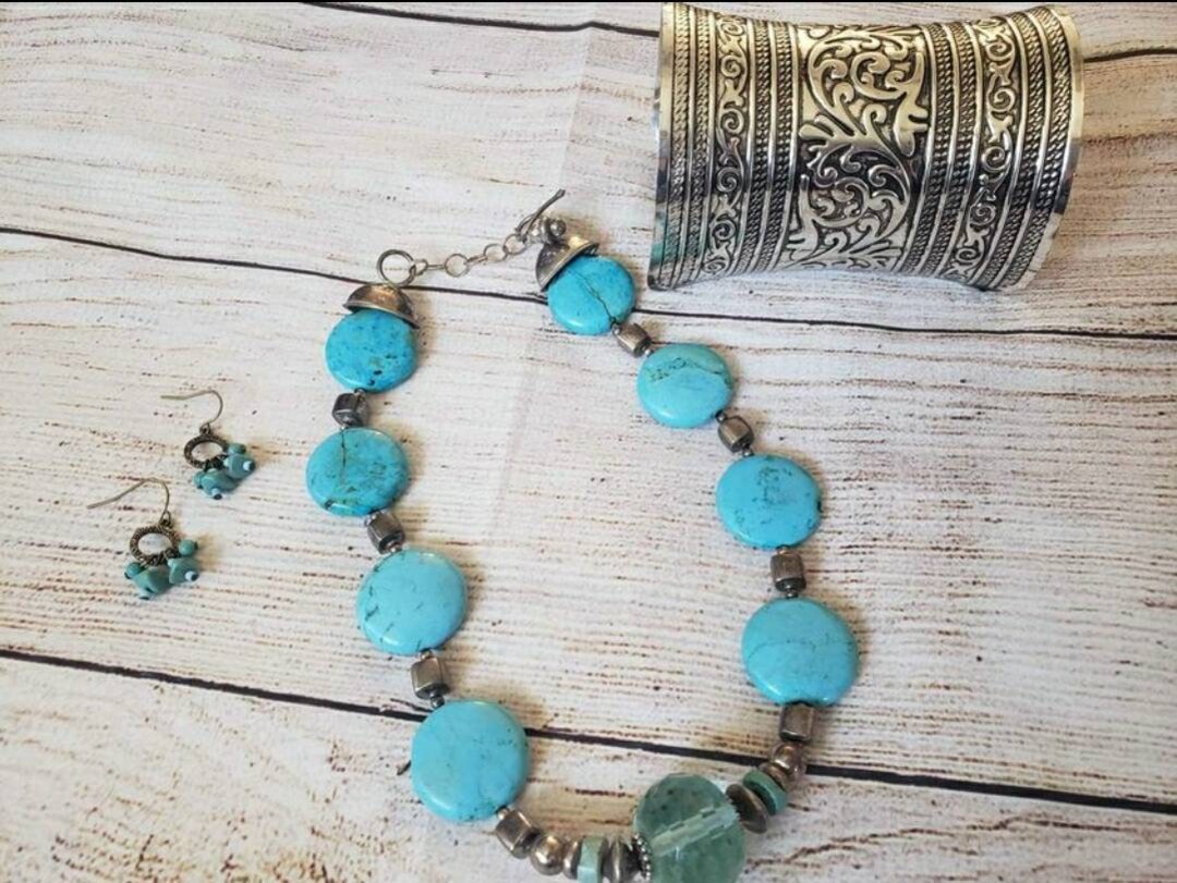 EA15 Bohemian Southwestern Flare Jewelry Necklace Bangle Cuff Earrings ...