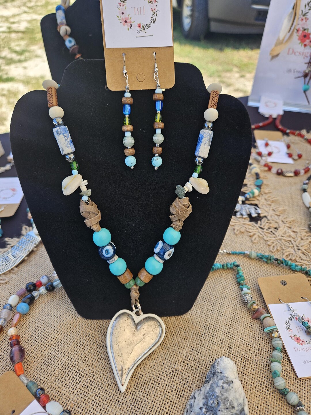 JBL30 Handcrafted by "jbl" Agate, Bone, Stone, Hematite, Cowrie, Glass ...