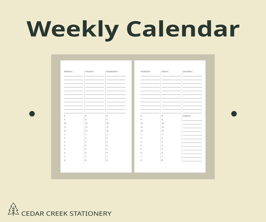 Timetable Printable Minimalist Weekly Planner for Personal - Etsy