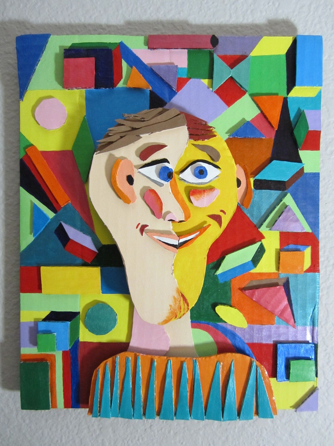 Picasso Influenced Cubist Construction Painting From Recycled Materials ...