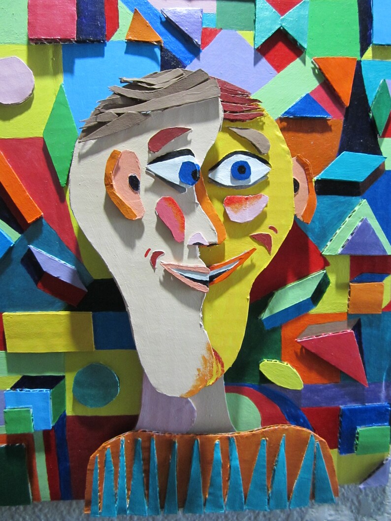 Picasso Influenced Cubist Construction Painting From Recycled Materials ...