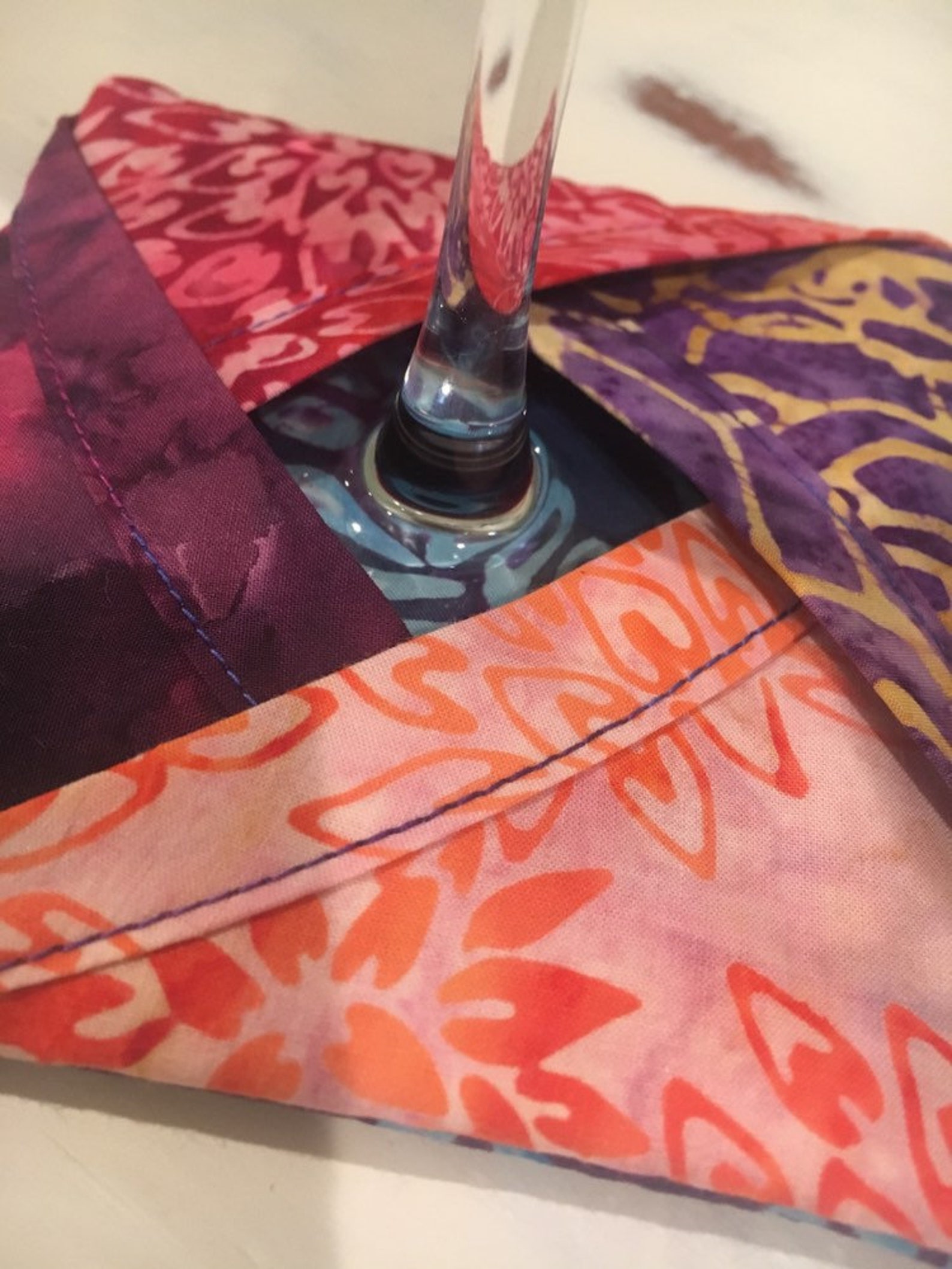 Wine Glass Coasters Set of 4 Modern Handmade Coasters Pink Purple Peach ...