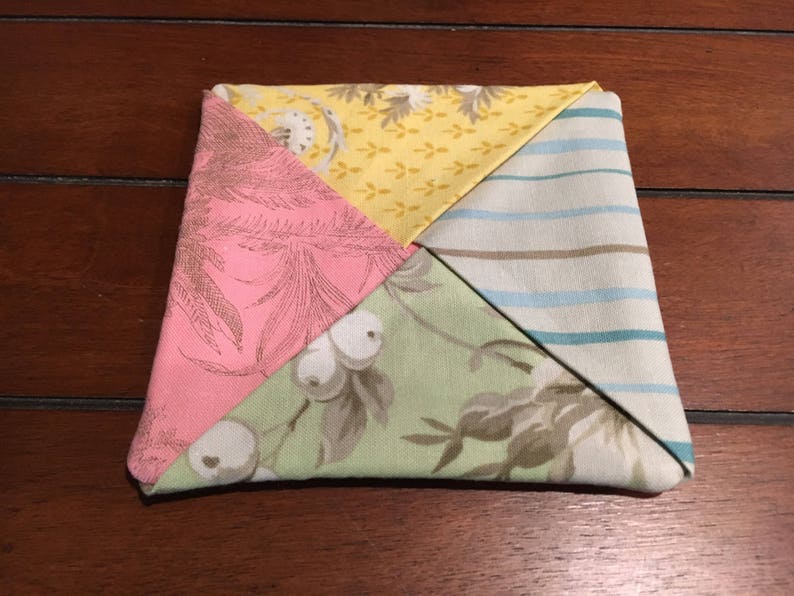 Coaster Set of 4 Folded Fabric Coasters Handmade Square Soft - Etsy