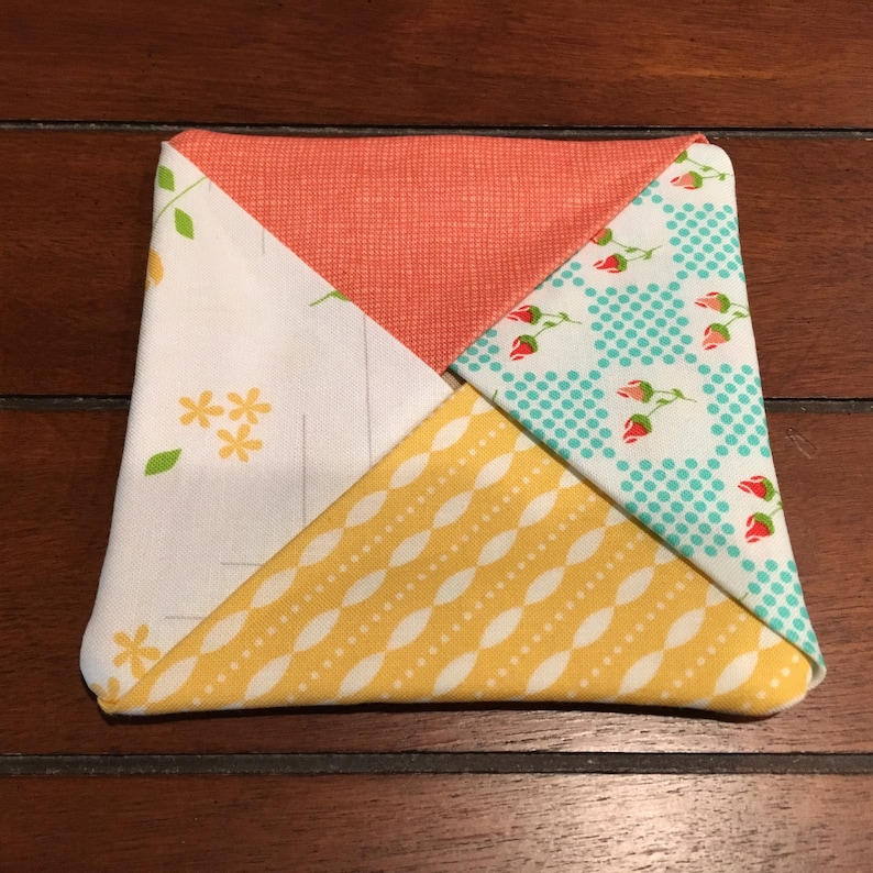 Coaster Set Bright Folded Fabric Coasters Set of 4 Handmade Square ...