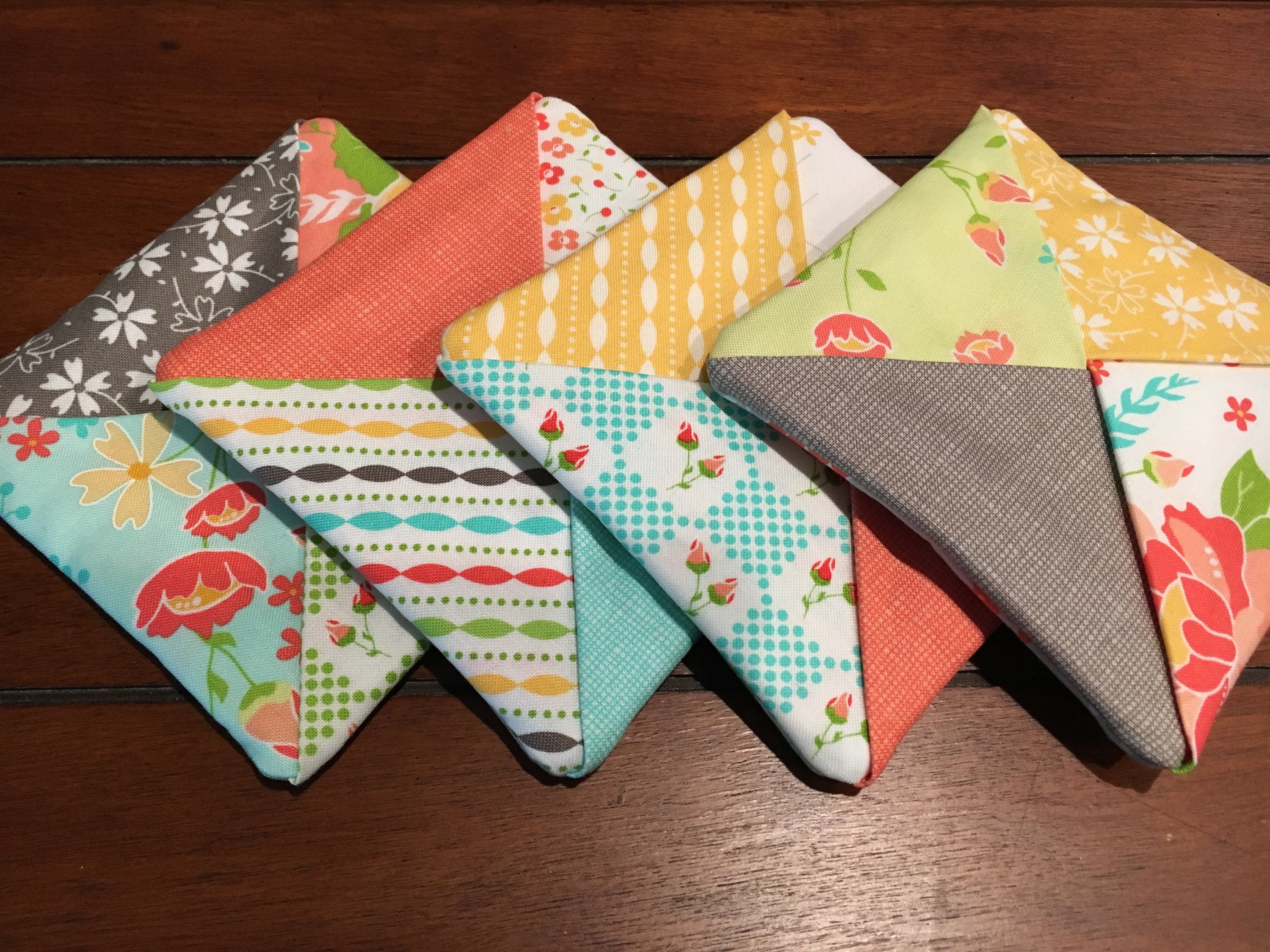 Coaster Set Bright Folded Fabric Coasters Set of 4 Handmade | Etsy
