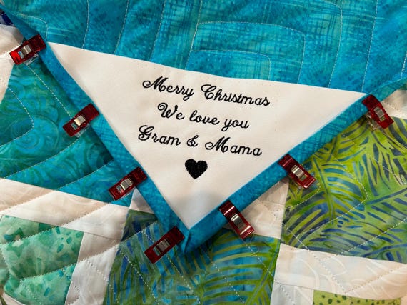 Machine Embroidered Quilt Label Customizable Quilt Labels 2 | Machine