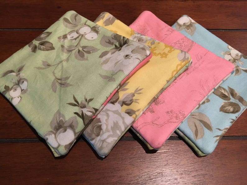 Coaster Set of 4 Folded Fabric Coasters Handmade Square Soft - Etsy