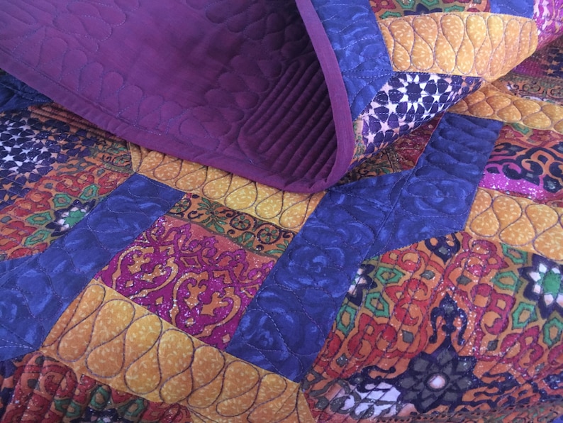 Handmade Quilt Moroccan Style Unique Throw Quilt Custom Quilted ...