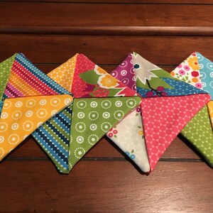 Coaster Set Folded Fabric Coasters Set of 4 Handmade Square Bright ...