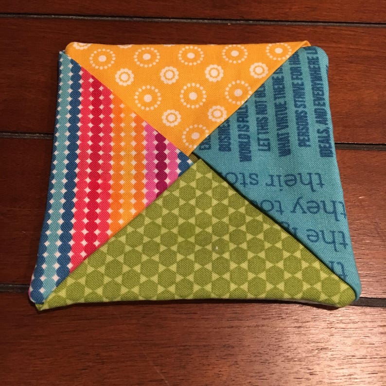 Coaster Set Folded Fabric Coasters Set of 4 Handmade Square - Etsy