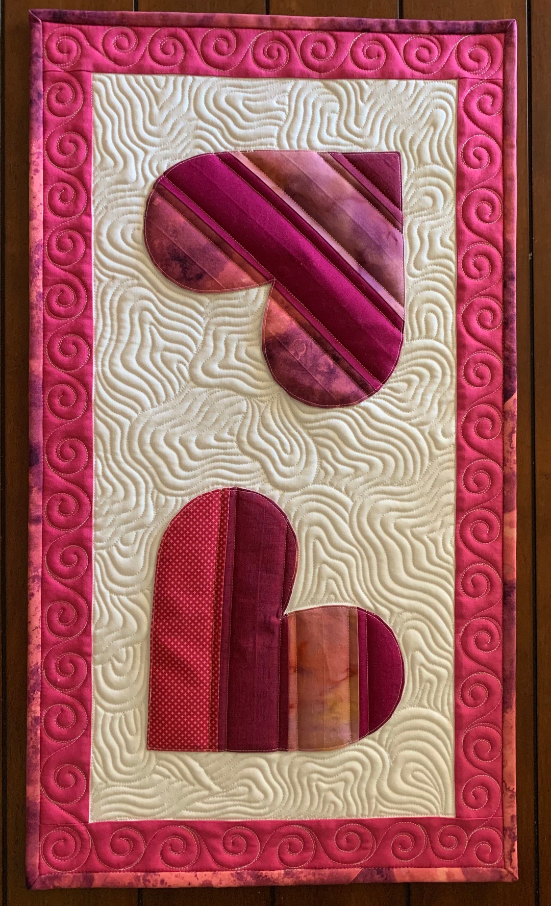 Quilted Hearts Table Topper Small Heart Quilt Valentines Decor Appliqué ...