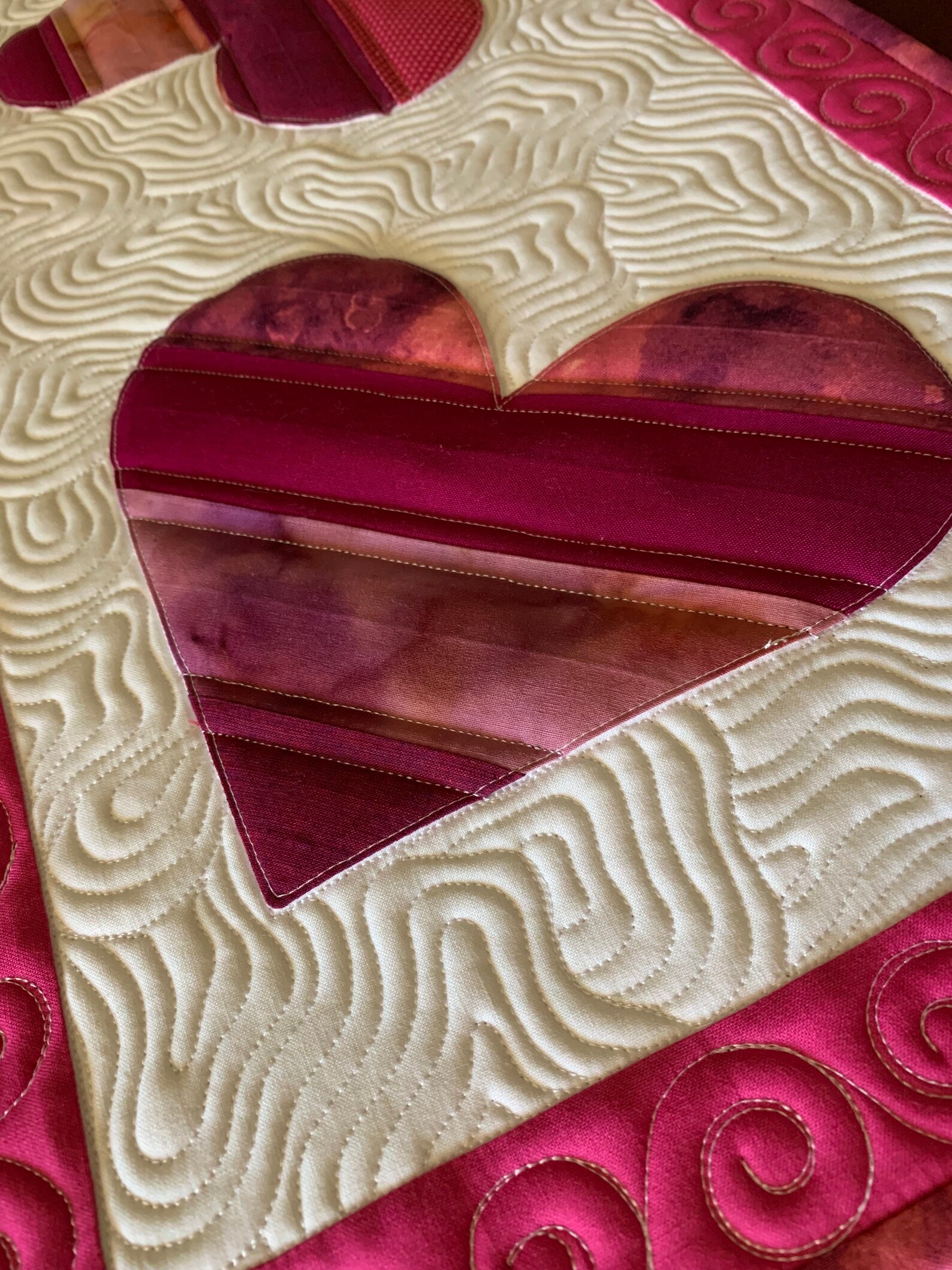 Quilted Hearts Table Topper Small Heart Quilt Valentines Decor Appliqué ...