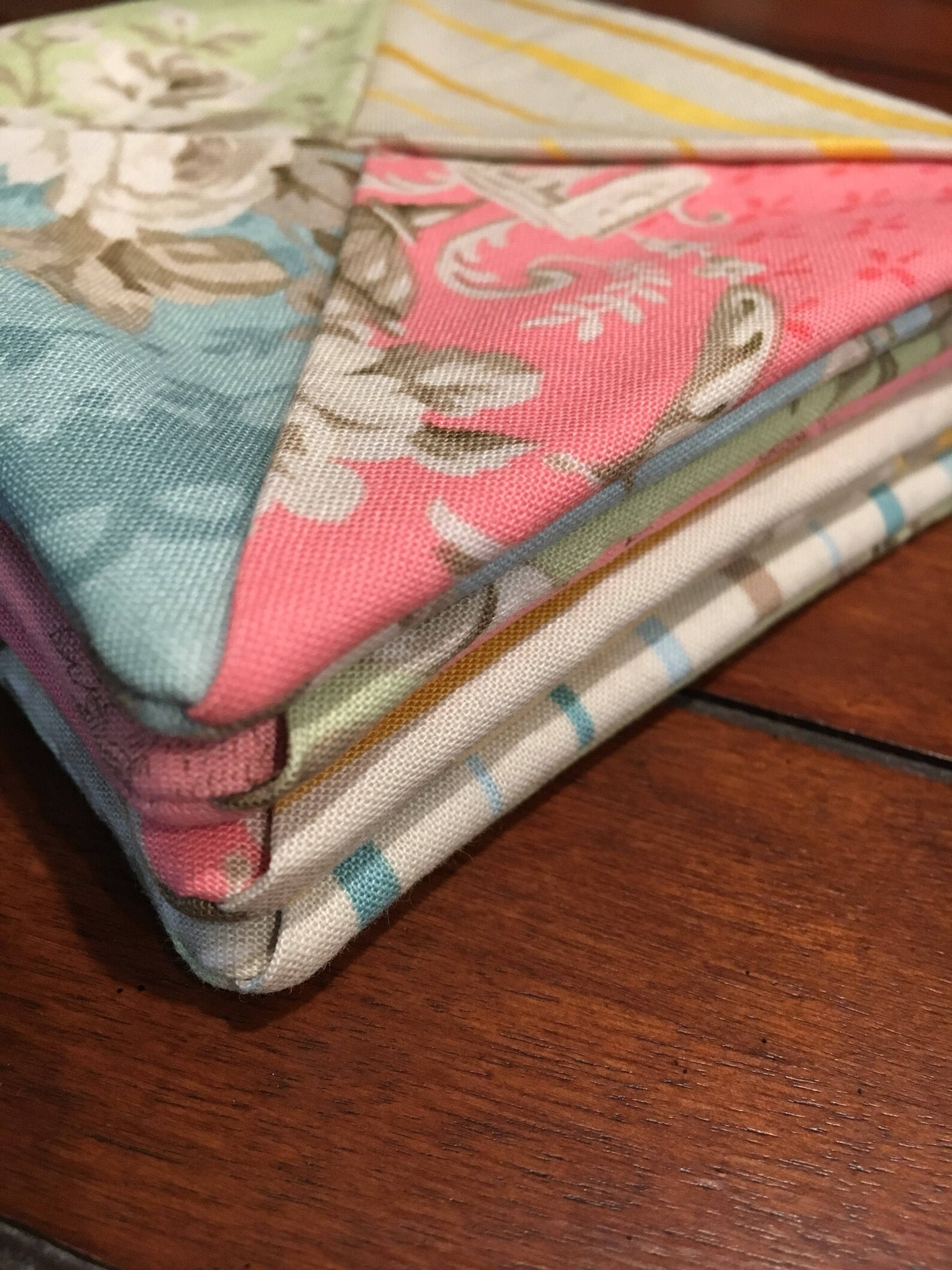 Coaster Set of 4 Folded Fabric Coasters Handmade Square Soft Floral ...