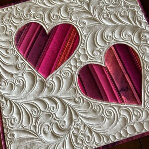 Quilted Hearts Table Topper Small Heart Quilt Valentines Decor Appliqué ...