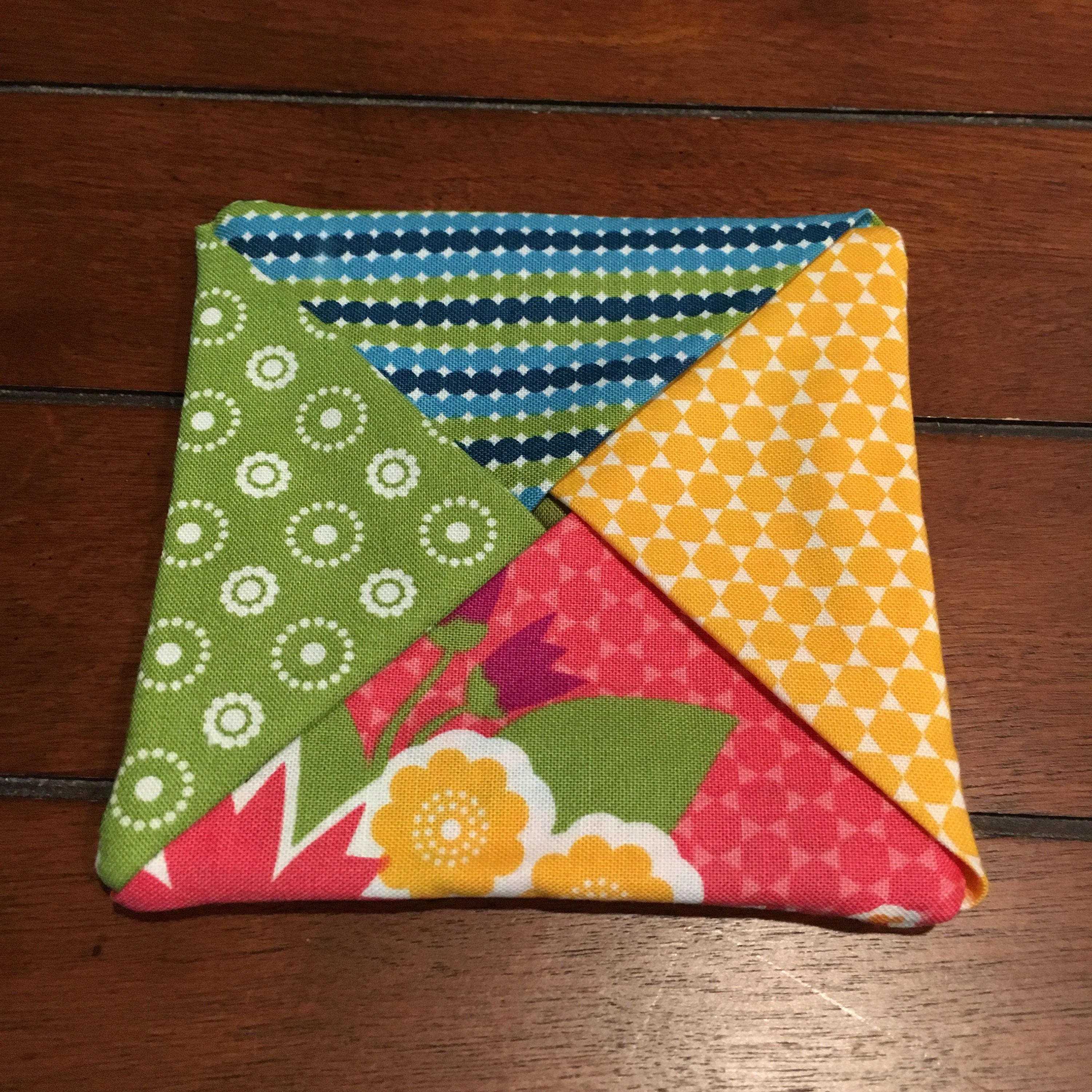 Coaster Set Folded Fabric Coasters Set of 4 Handmade Square - Etsy