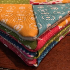 Coaster Set Folded Fabric Coasters Set of 4 Handmade Square Bright ...