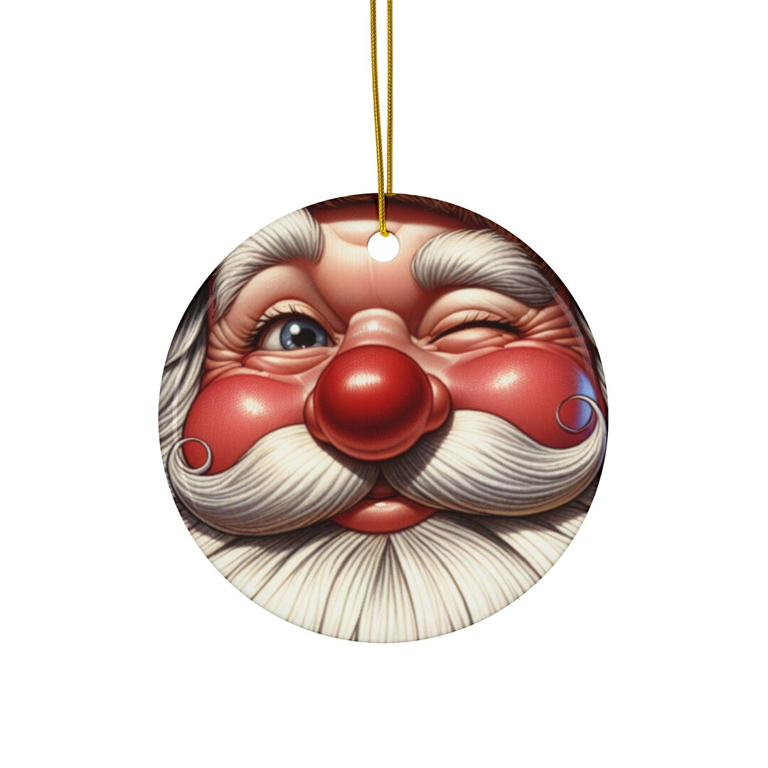 Winking Santa Claus Ceramic Christmas Ornament, 2-side Print, Christmas ...