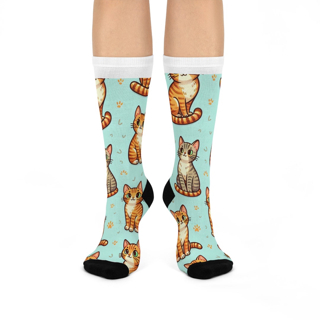 Tabby Cat, Cat Lovers Cushioned Crew Socks - Etsy