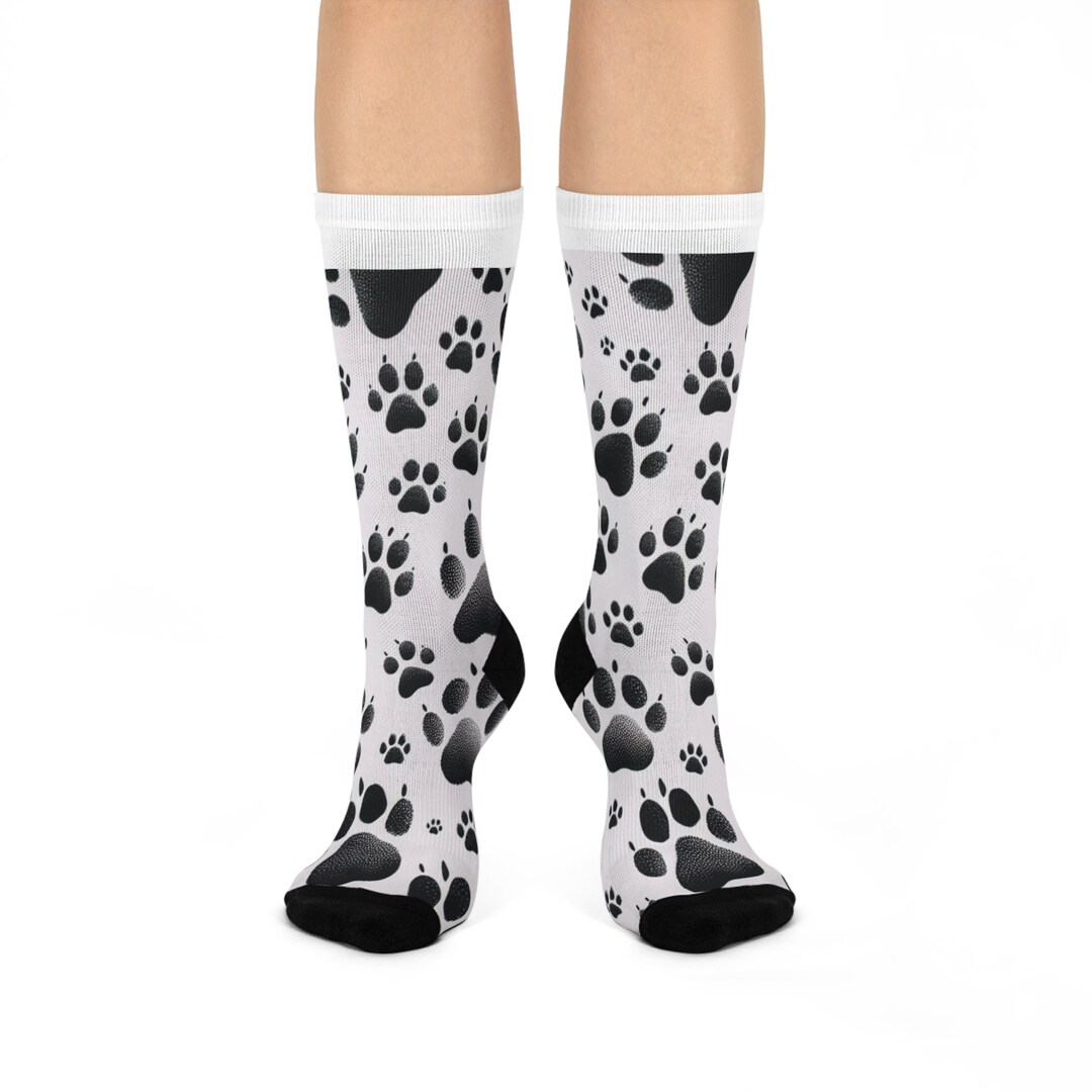 Cat Paw Prints Cushioned Crew Socks, Gift for Her , Crazy Cat Lady - Etsy