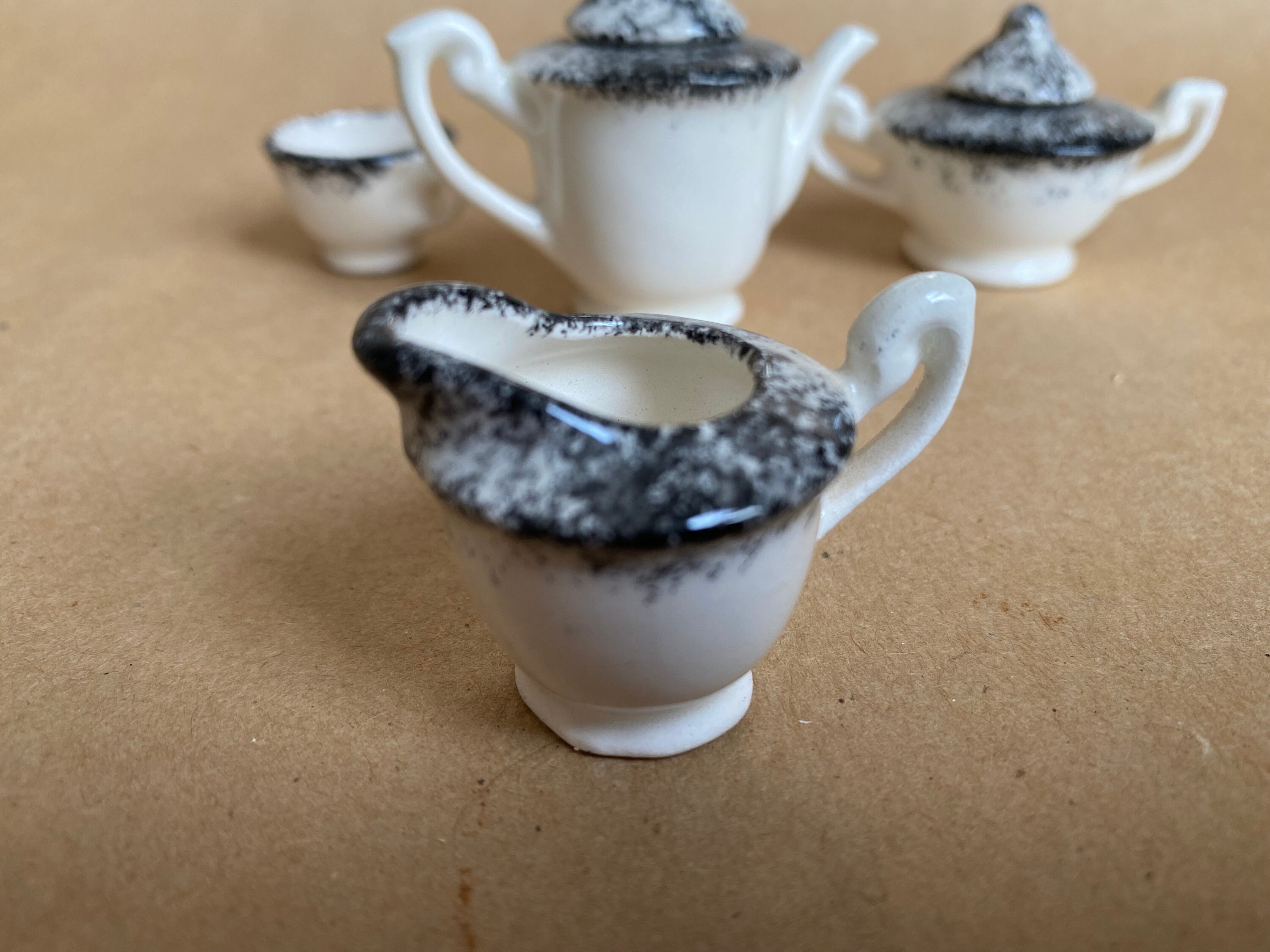 Black and White Vintage Miniature Tea Set Made in Japan 1950s - Etsy