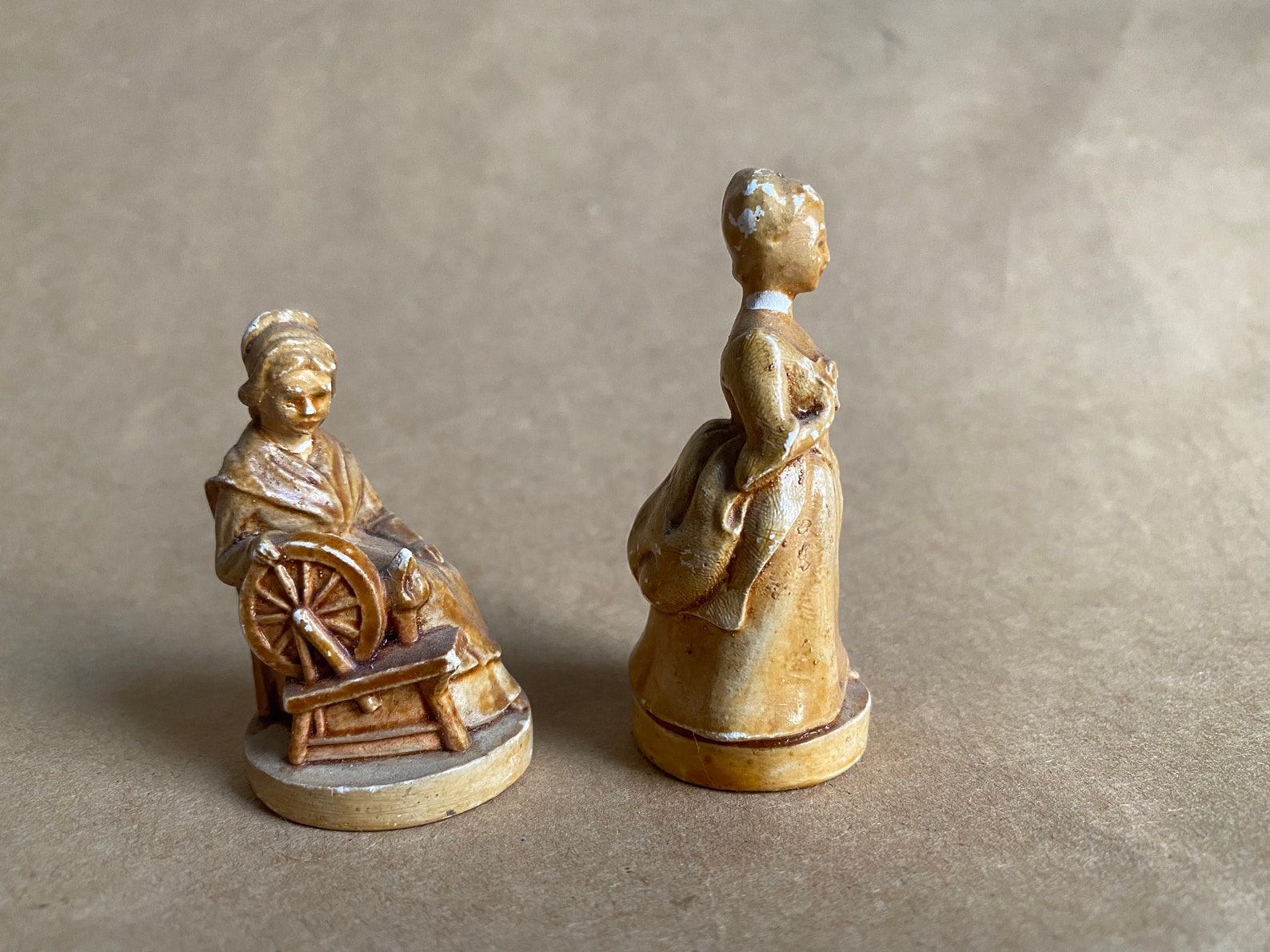 Resin Faux Ivory Victorian Figurines Woman at Spinning Wheel - Etsy