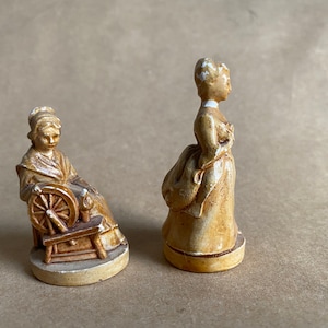 Resin Faux Ivory Victorian Figurines Woman at Spinning Wheel - Etsy
