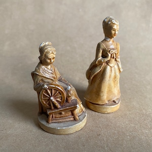 Resin Faux Ivory Victorian Figurines Woman at Spinning Wheel - Etsy
