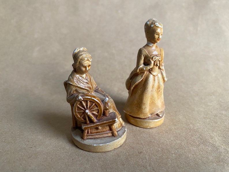 Resin Faux Ivory Victorian Figurines Woman at Spinning Wheel - Etsy