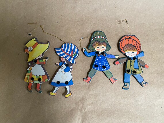 Hanging Paper Dolls With Articulated Arms and Legs Boy and | Etsy