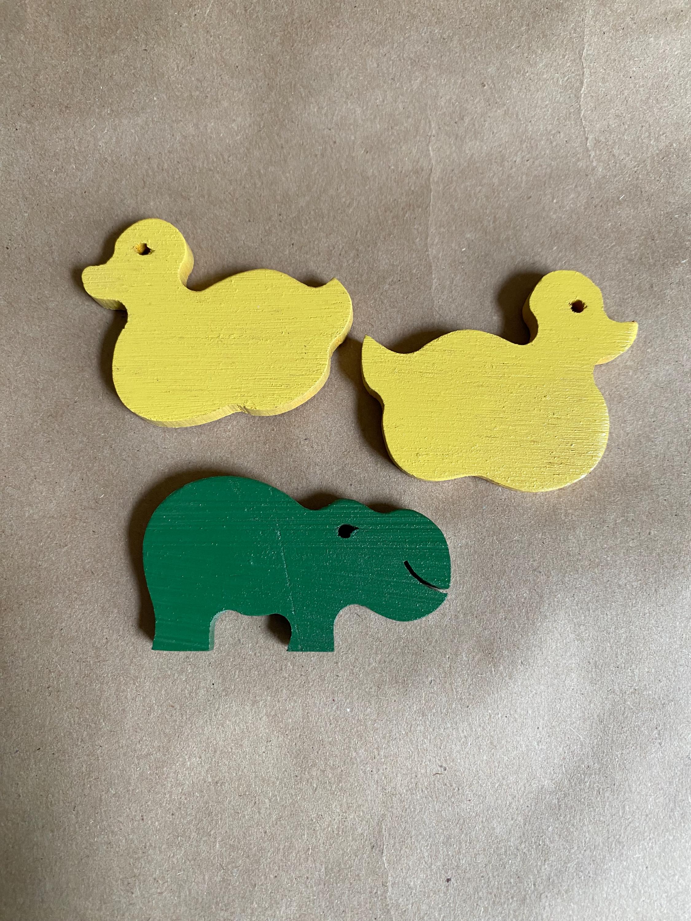 1980s Yellow Duck Green Hippo Wooden Magnets - Etsy