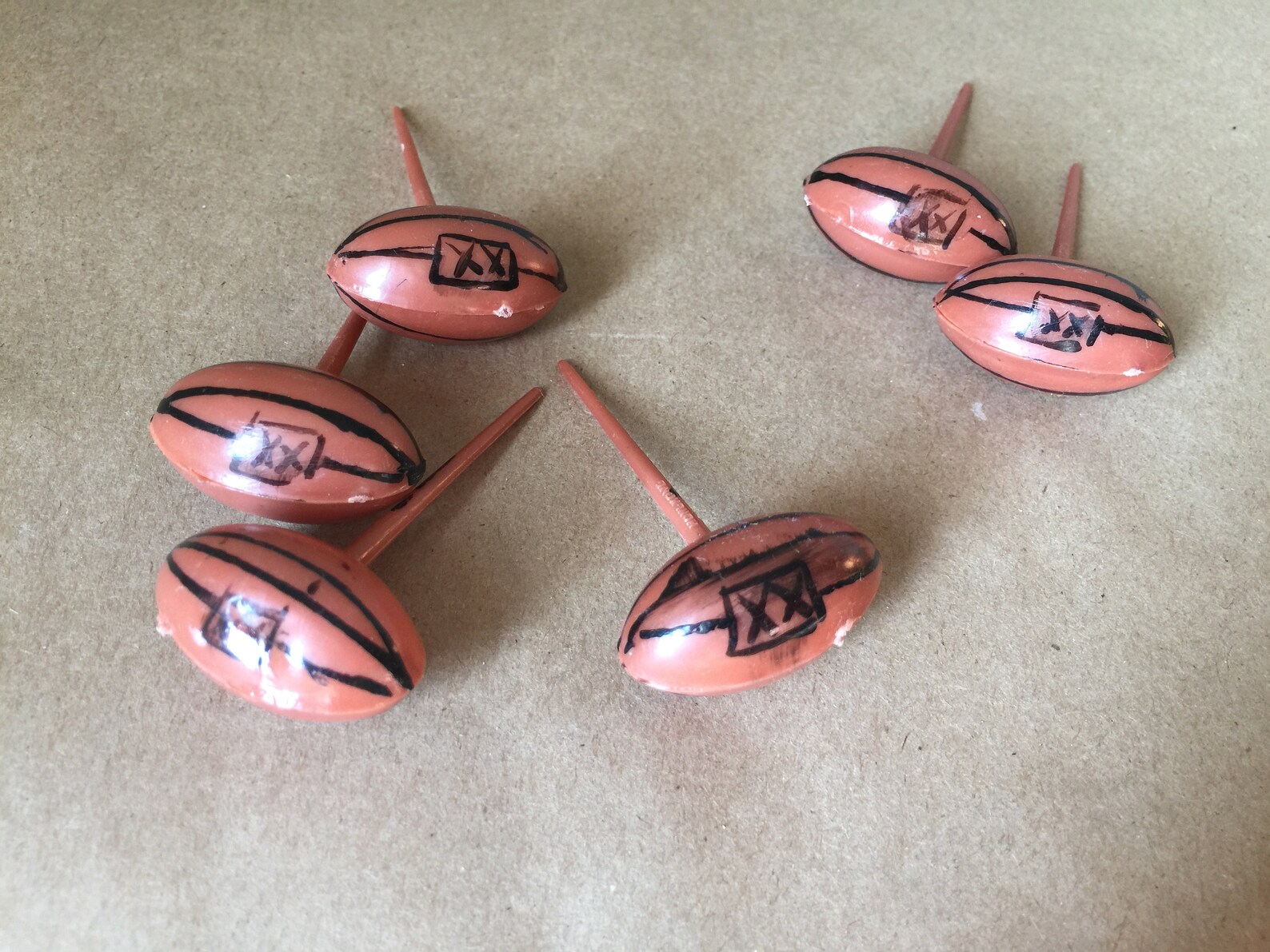 Miniature Plastic Footballs on Stick Cake Decorating Shadow Box New Old ...