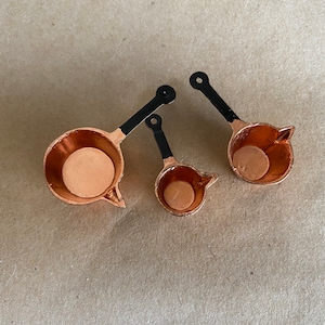 Copper Tone Doll House Miniature Kitchen Pots New Old Stock Set of ...