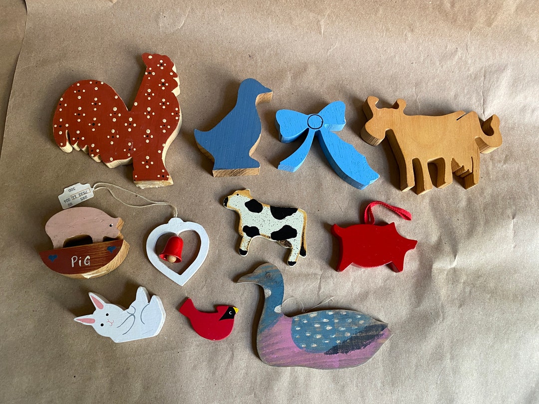 Hand Painted Wooden Animal Embellishment Repurpose Crafting - Etsy
