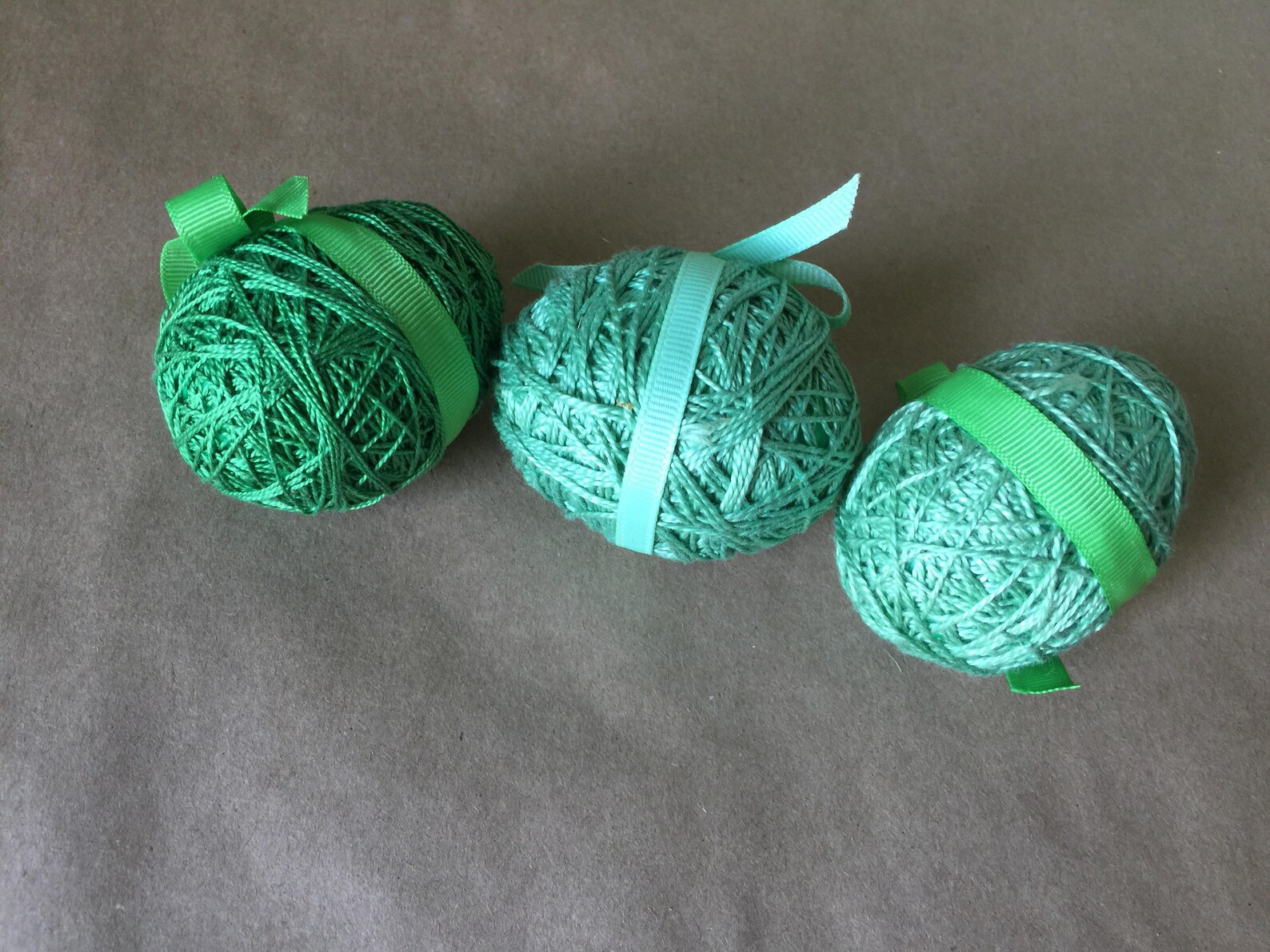 Trio of Green Thread Wrapped Easter Eggs Hand Made Easter Decoration - Etsy