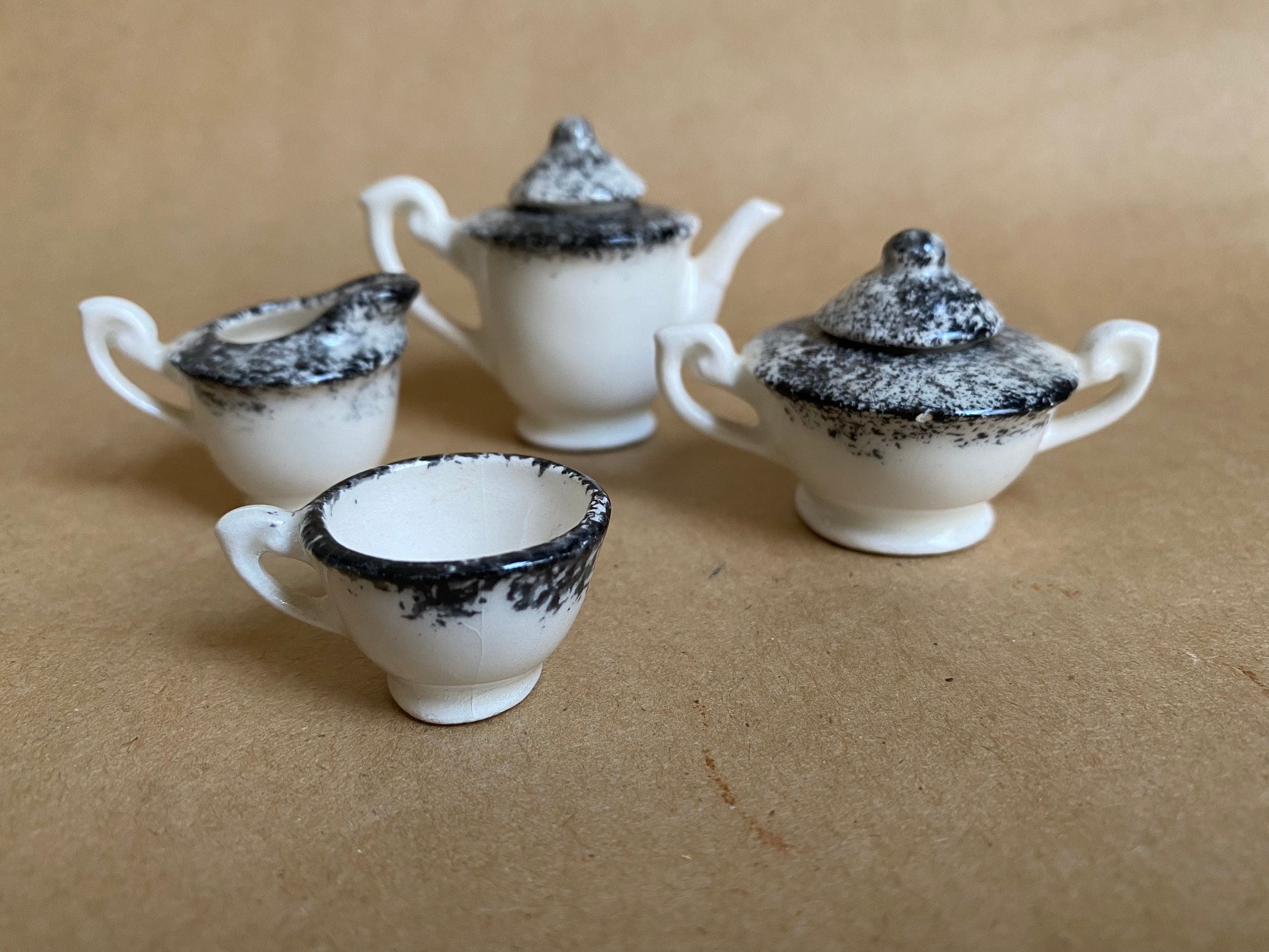 Black and White Vintage Miniature Tea Set Made in Japan 1950s - Etsy