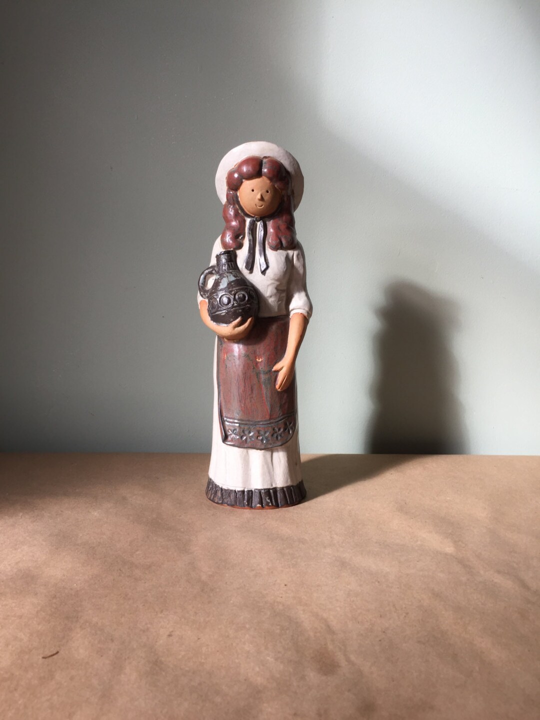 1970 Japanese Stoneware Figurine of Girl With Jug UCTCI Ceramic Made in ...