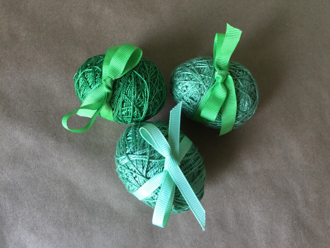 Trio of Green Thread Wrapped Easter Eggs Hand Made Easter Decoration - Etsy