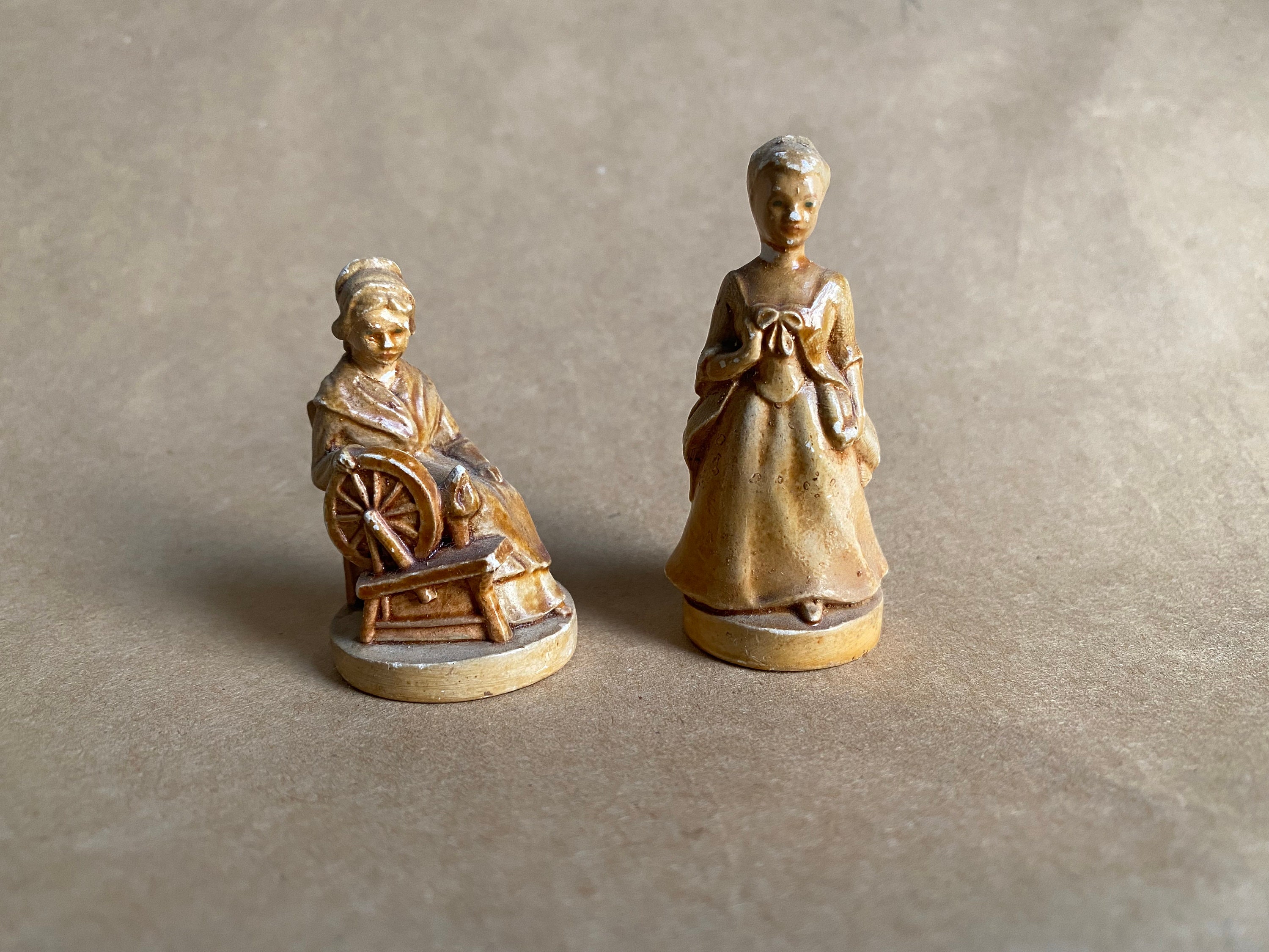 Resin Faux Ivory Victorian Figurines Woman at Spinning Wheel - Etsy