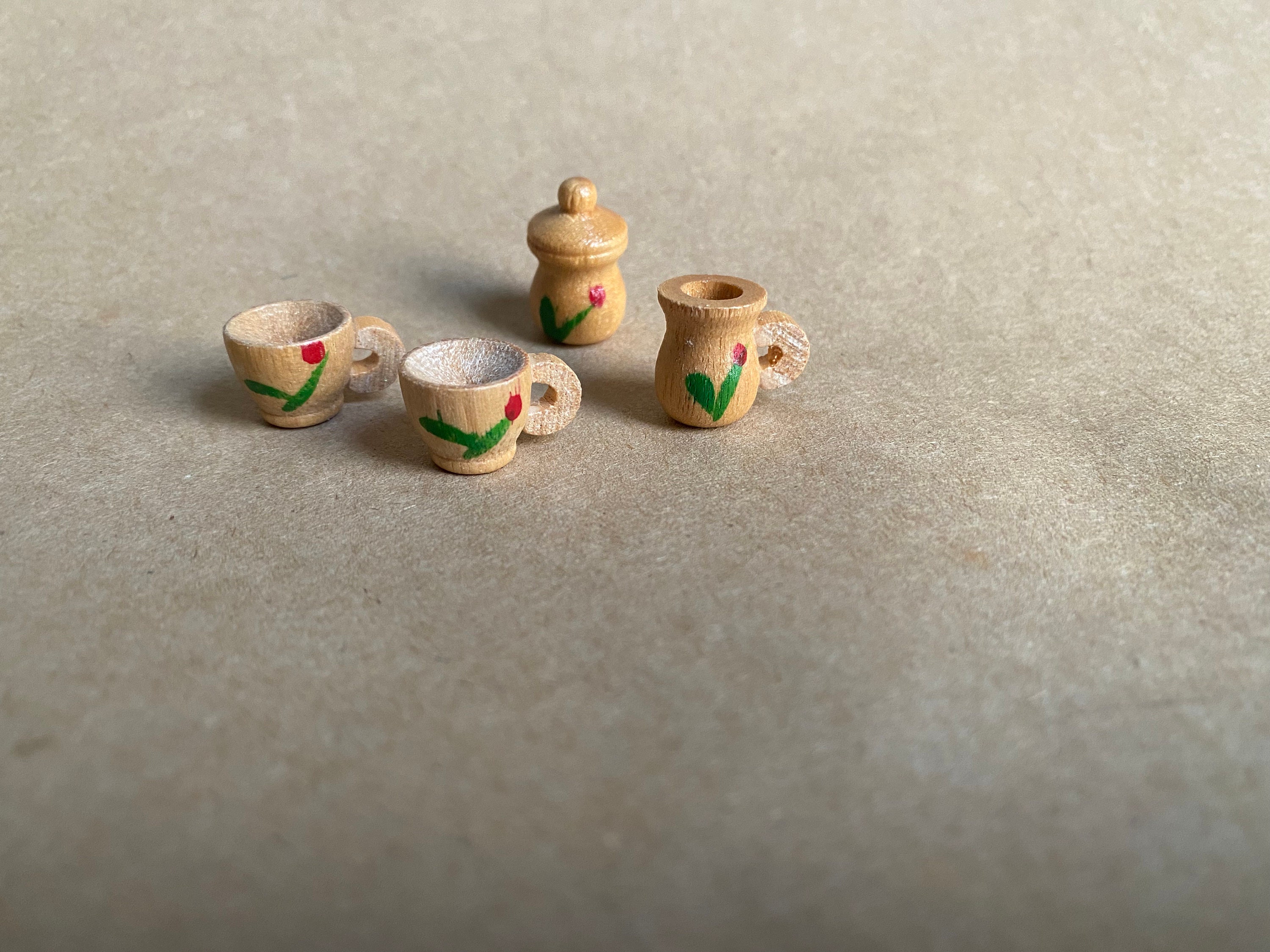 Vintage Miniature Wooden Teeny Tiny Tea Set - Etsy