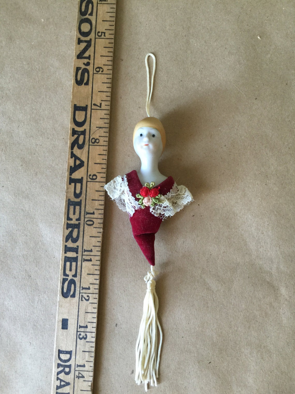 Hanging Porcelain Doll Victorian Lady Doll Red Velvet - Etsy