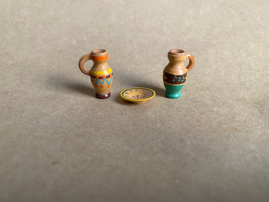 Vintage Miniature Wooden Doll House Pitcher and Plate - Etsy