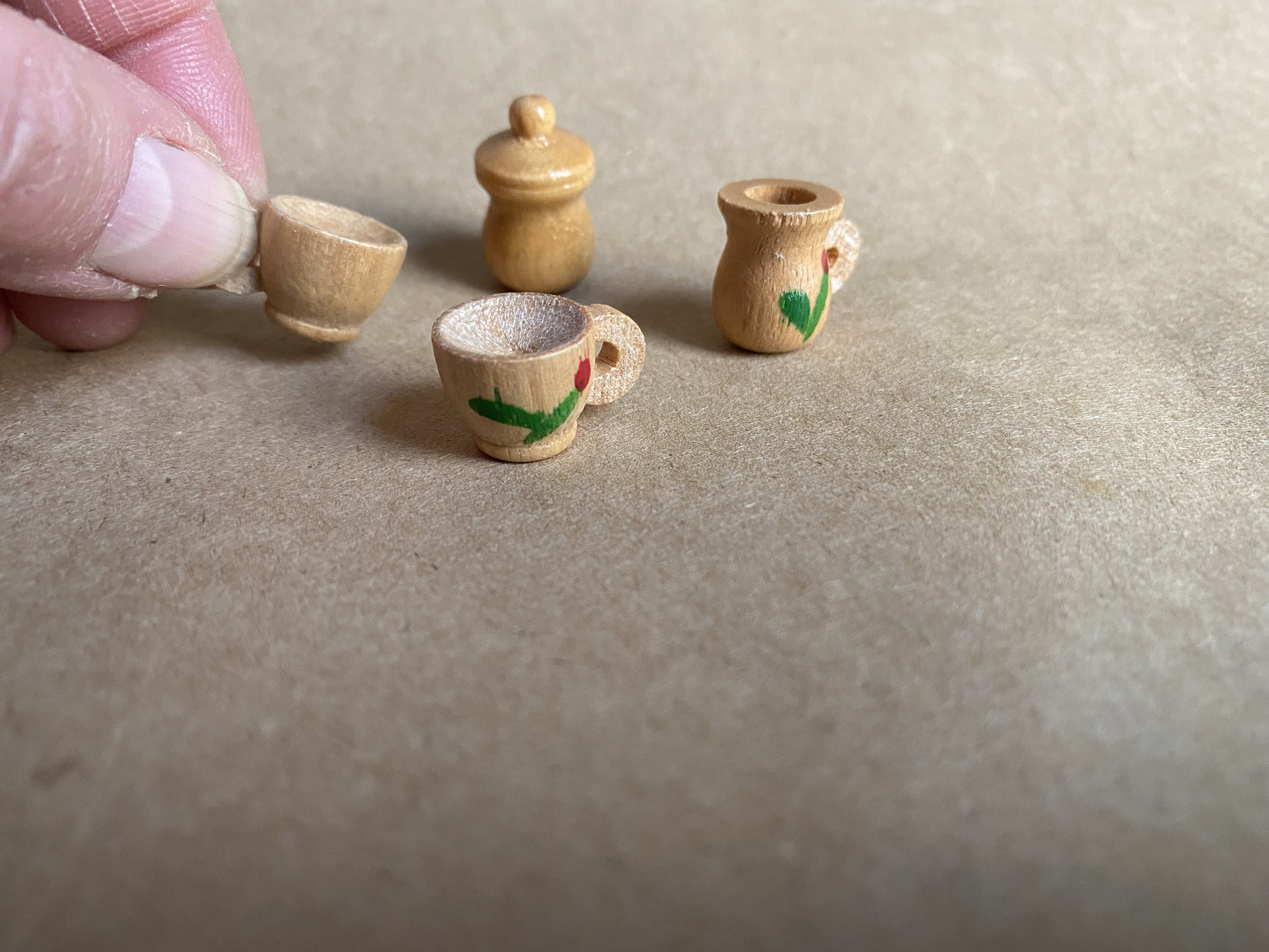 Vintage Miniature Wooden Teeny Tiny Tea Set - Etsy