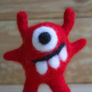 Felted Monster, Friendly Felted Monster Figure, Needle Felted Small Toy ...