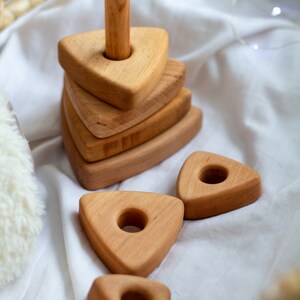 Wooden Ring Stacker Wooden Ring Pyramid Tower, First Toys for Baby ...