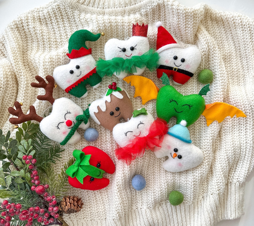Christmas Tooth Ornaments Big Set of 9 Christmas Gift Box Christmas ...