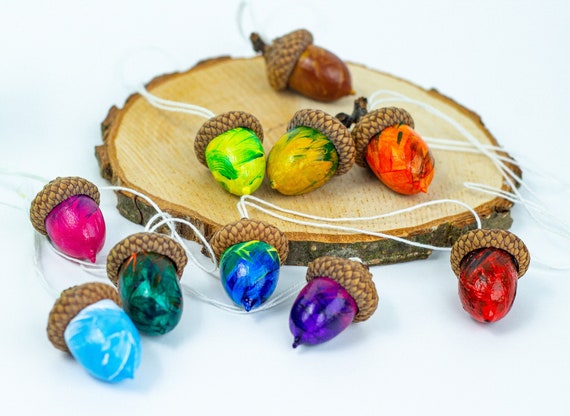 Hand Painted Multi-colored Acorns Set of 10/20/30 Natural - Etsy