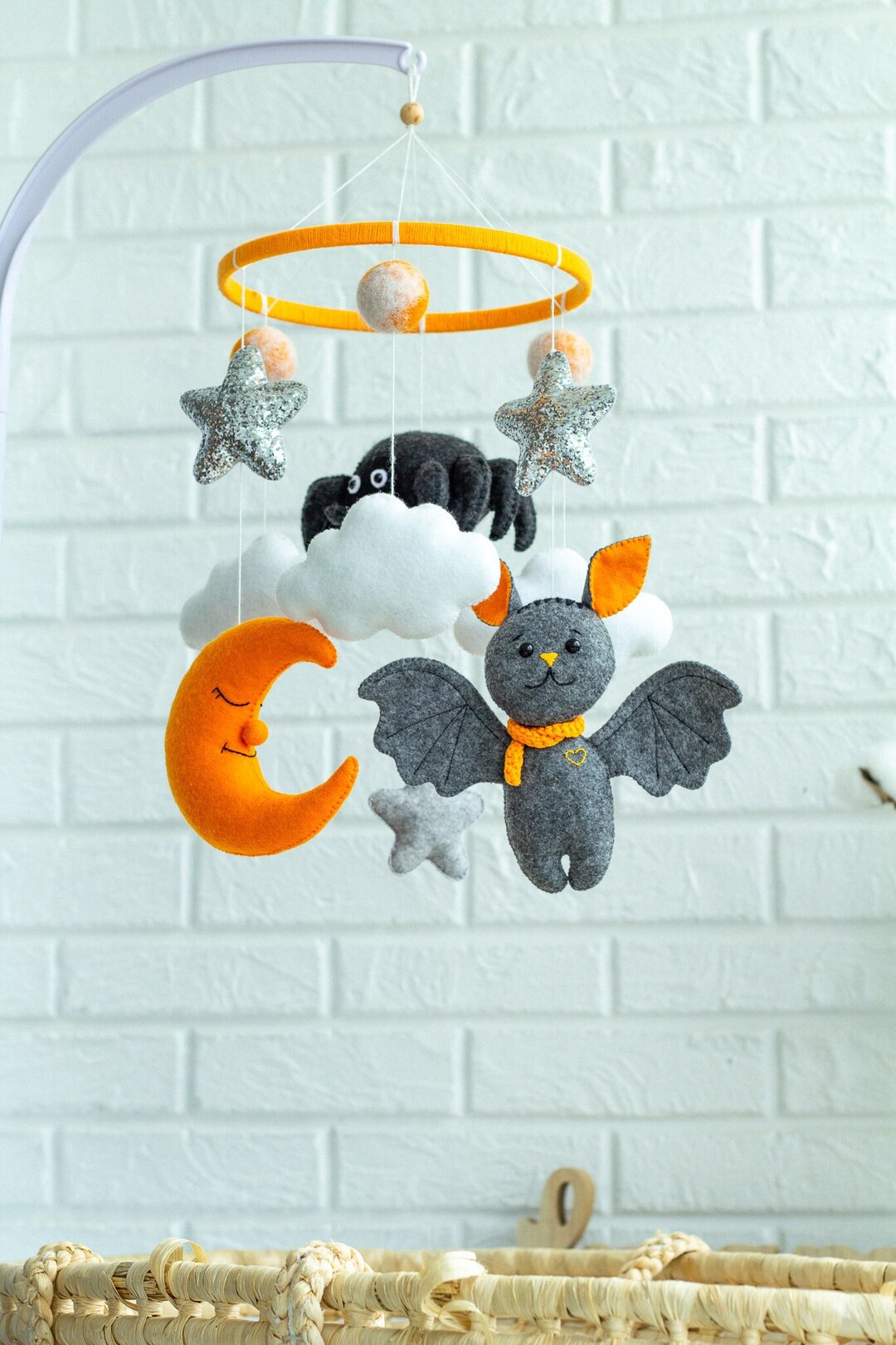Bat Baby Mobile, Bat Nursery Mobile, Baby Crib Mobile, Moon and Stars ...