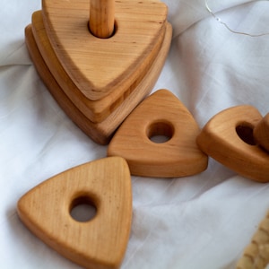 Wooden Ring Stacker Wooden Ring Pyramid Tower, First Toys for Baby ...