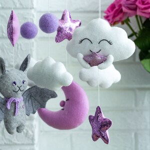 Bat Baby Mobile, Bat Nursery Mobile, Baby Crib Mobile, Moon and Stars ...
