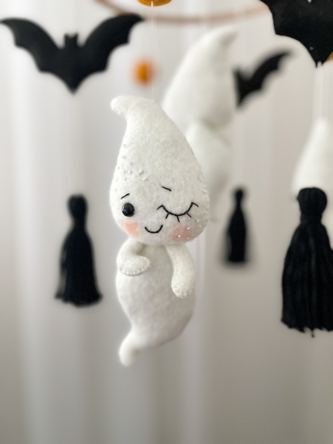 Halloween Baby Mobile – Felt Ghosts & Bats Nursery Decor, Handmade ...